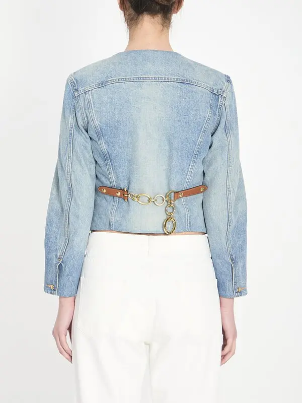 Celine Classic Fit Denim Jacket With Triomphe Buttons - No