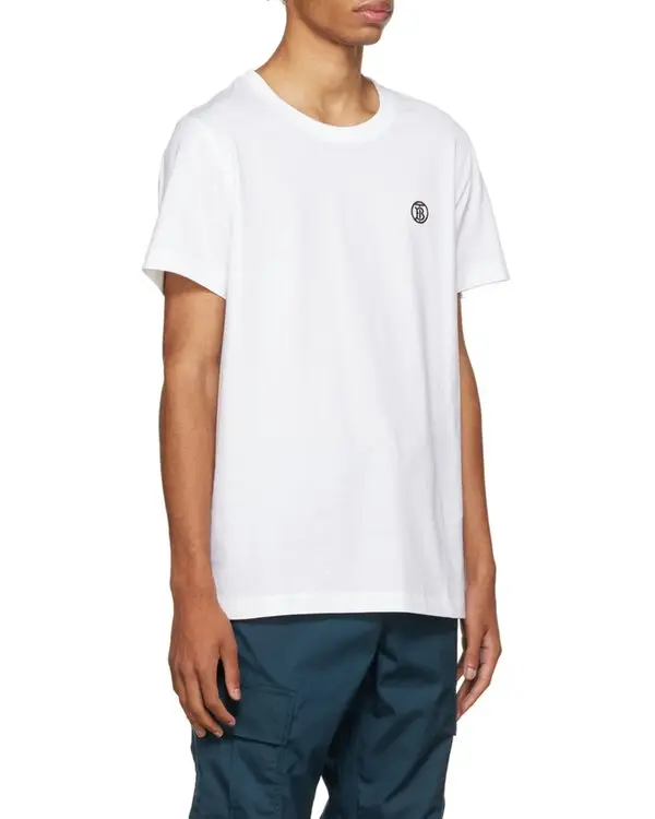 Burberry Logo Embroidered Crewneck T-shirt - White