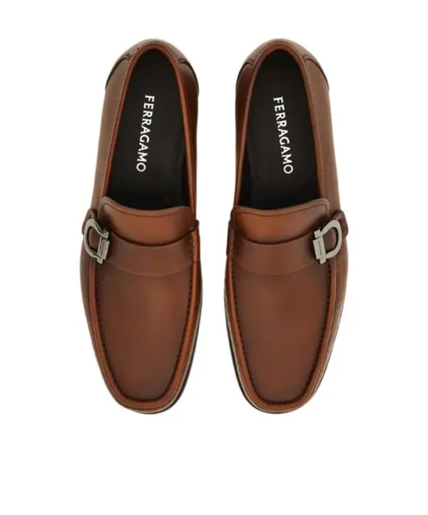 FERRAGAMO Gancini Detail Loafers - Brown