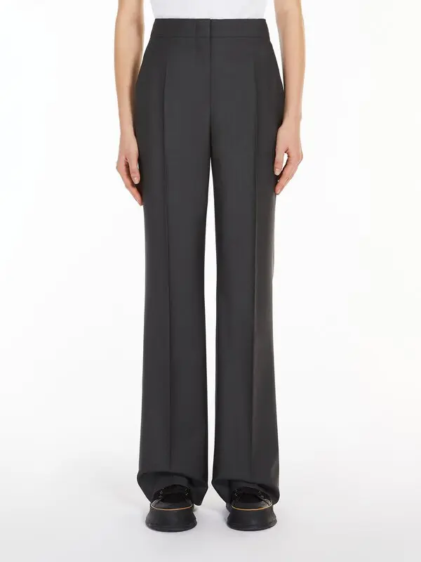 Max Mara Wool Trumpet Trousers - Gray