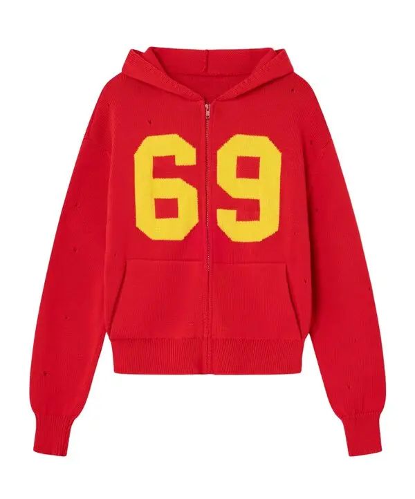 Gimaguas 69" Distressed Zip-up Hoodie