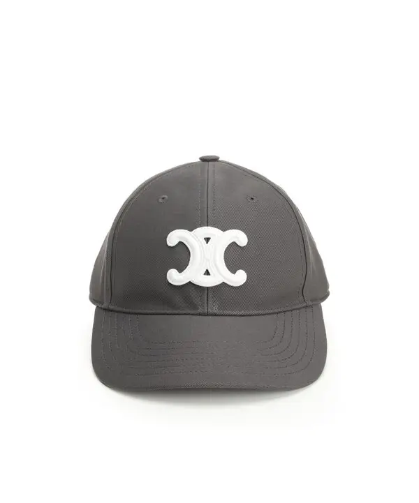 Celine Triomphe Baseball Cap In Washed Cotton Gabardine - Black