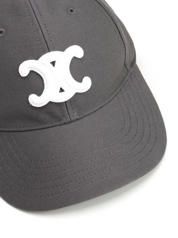 Celine Triomphe Baseball Cap In Washed Cotton Gabardine - Black