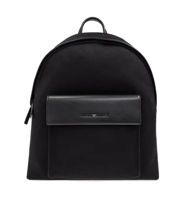 Emporio Armani Backpack With Logo Shaped Applique - Black