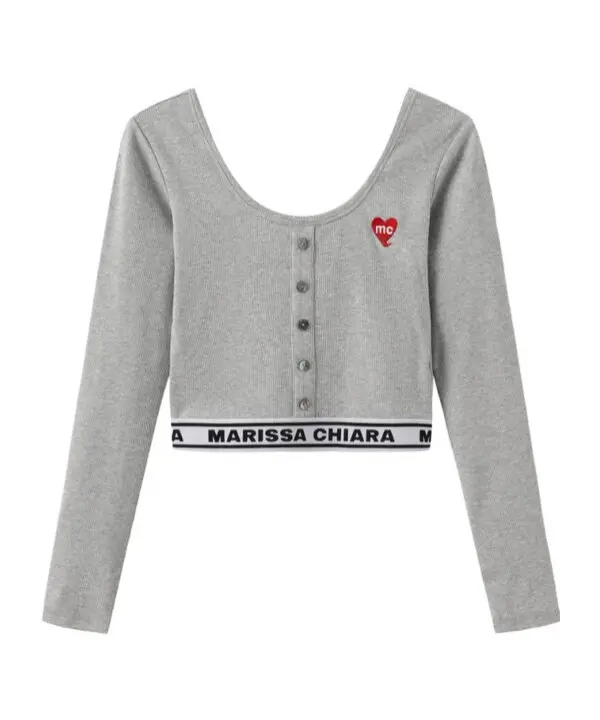 Marissa Chiara Long-sleeve Cropped T-shirt With Scoop Neckline
