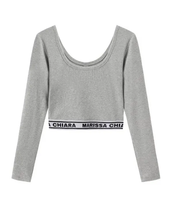 Marissa Chiara Long-sleeve Cropped T-shirt With Scoop Neckline