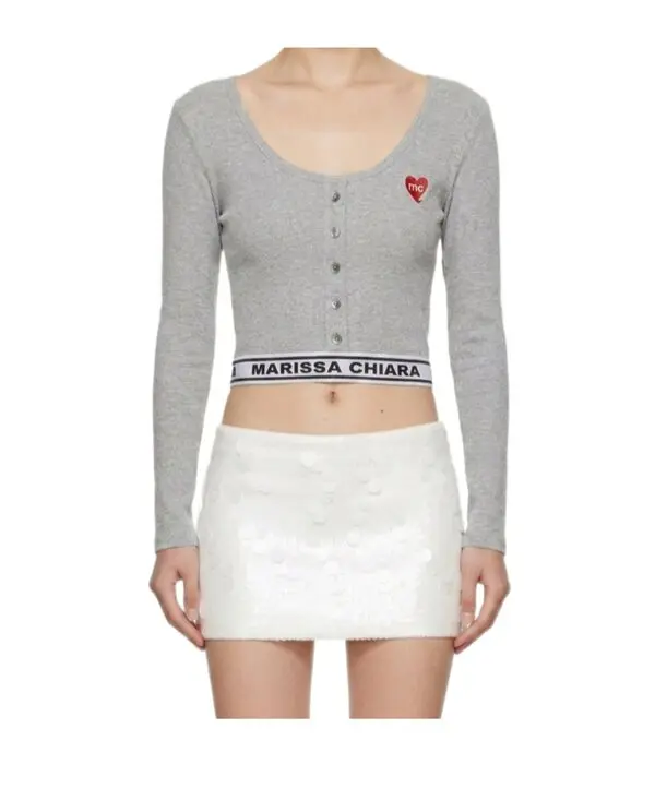 Marissa Chiara Long-sleeve Cropped T-shirt With Scoop Neckline