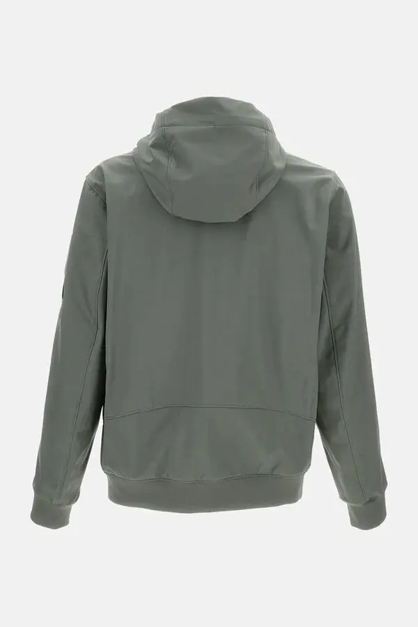 C.P. COMPANY Hooded Logo Plaque Zip-up Jacket - Gray