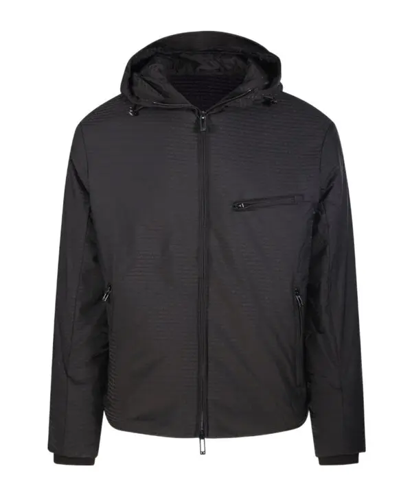 Emporio Armani Zip-up Padded Hooded Jacket - Black