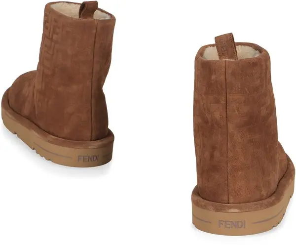 Fendi Ff Motif Embossed Suede Ankle Boots