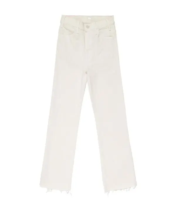 MOTHER The Hustler Ankle Fray Bootcut Jeans - White