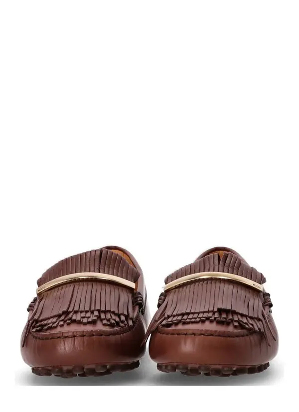 TOD'S Fringe-detail Leather Loafers - Red