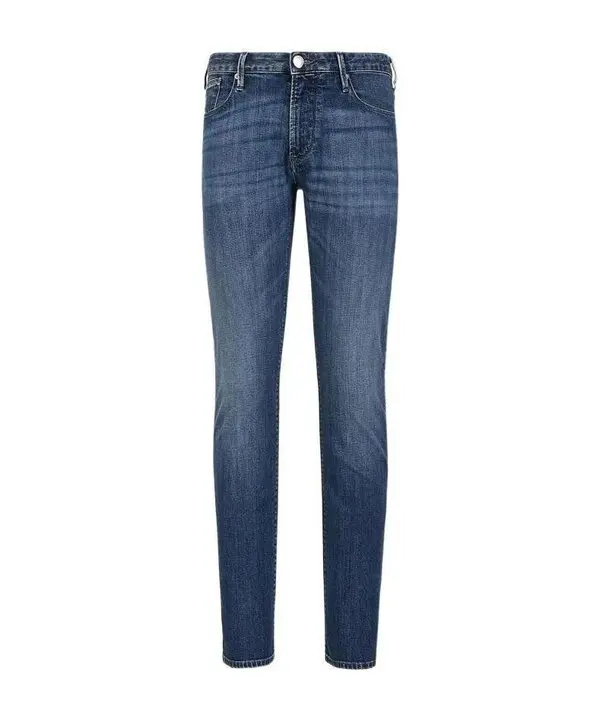 Emporio Armani Mid-rise Contrast Stitched Jeans - Blue