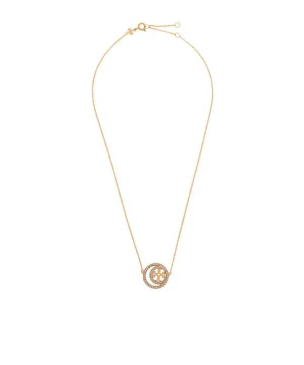 Tory Burch Miller Double Ring Pendant Embellished Necklace - Yellow