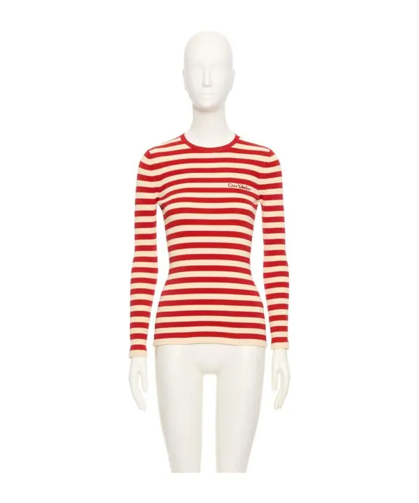 Valentino Garavani Striped Crewneck Jumper - White