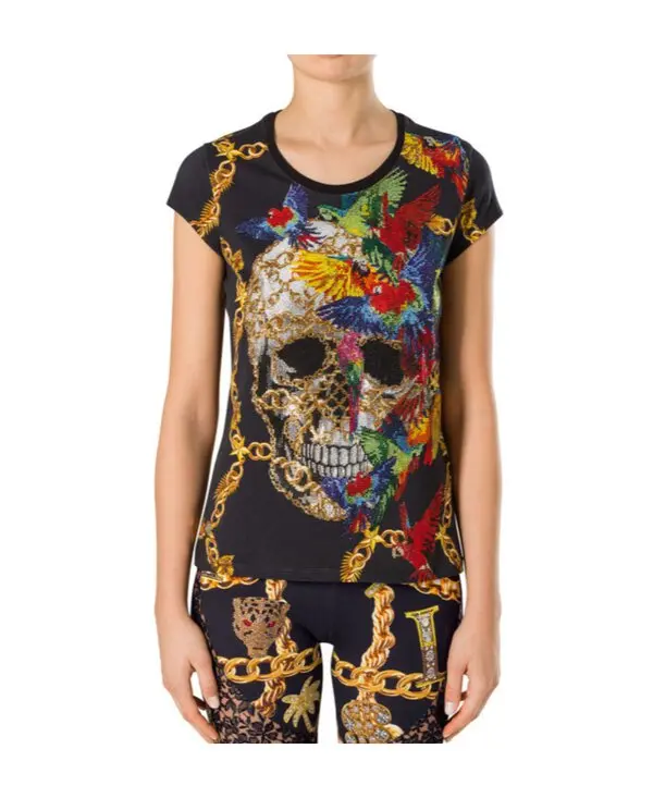 Philipp Plein Embellished Skull And Parrot T-shirt