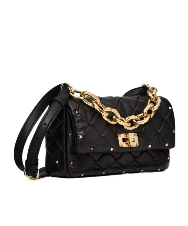 Valentino Garavani Rockstud Spike Foldover Top Shoulder Bag