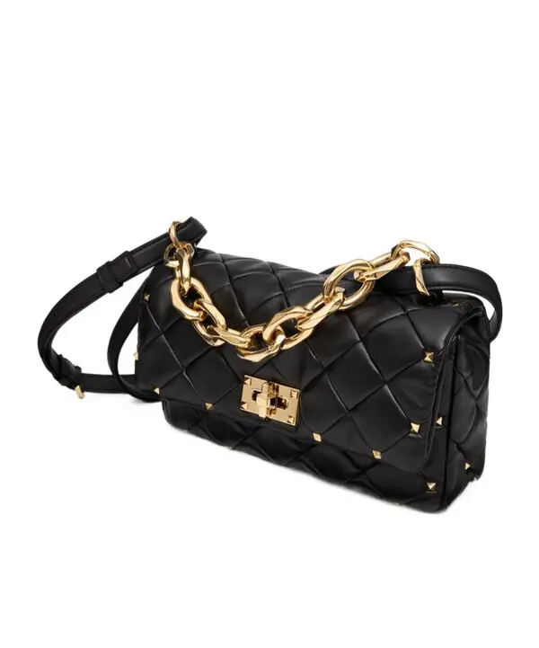 Valentino Garavani Rockstud Spike Foldover Top Shoulder Bag