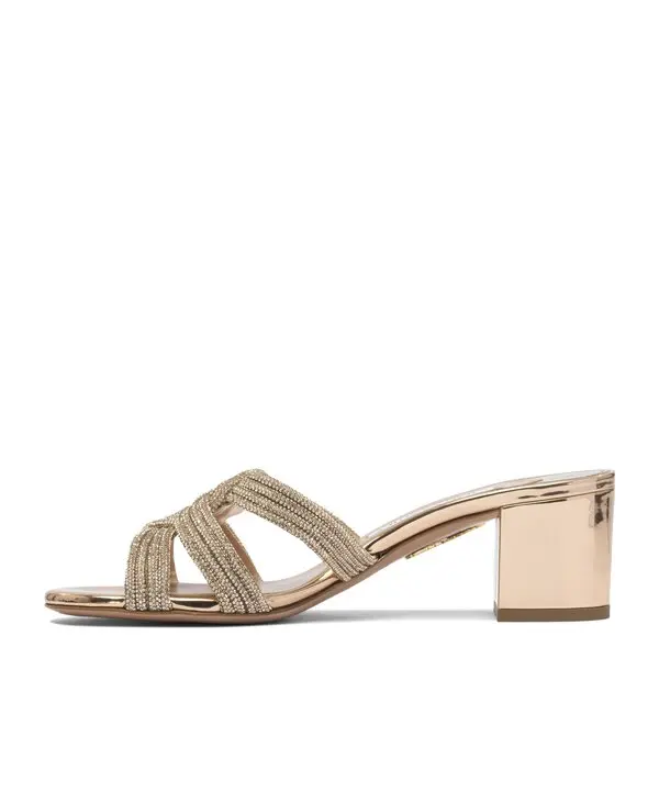 AQUAZZURA Felix Embellished Mules - Nude