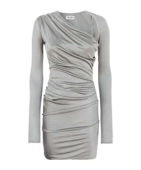 Attico Asymmetric Neck Mini Dress