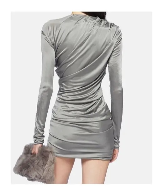 Attico Asymmetric Neck Mini Dress
