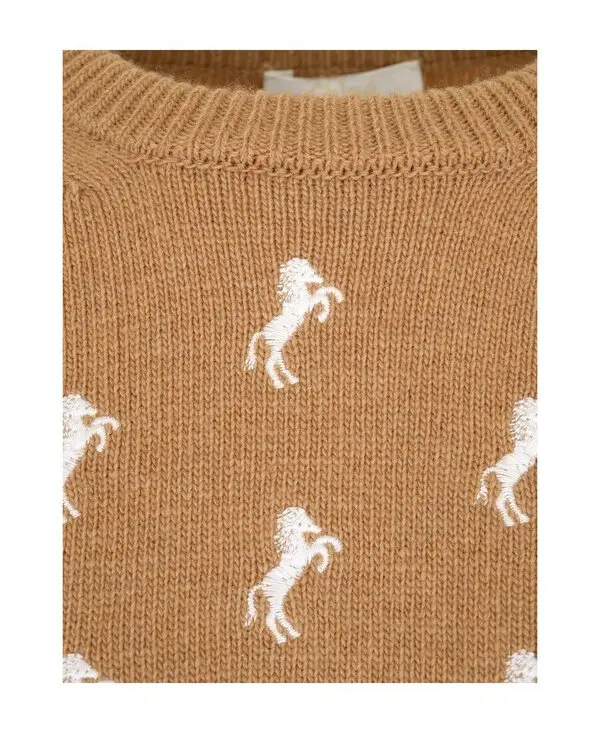 Chloé Pony Embroidered Sweater With Ribbon Detail