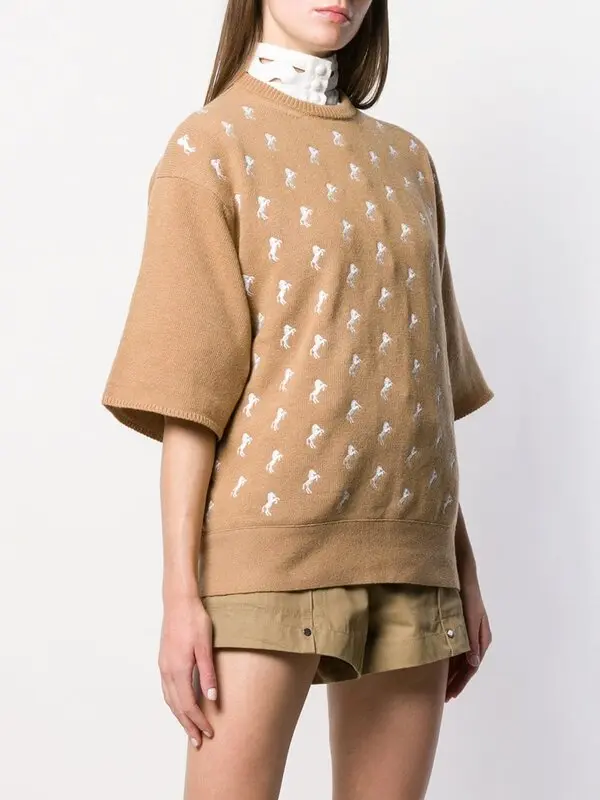 Chloé Pony Embroidered Sweater With Ribbon Detail