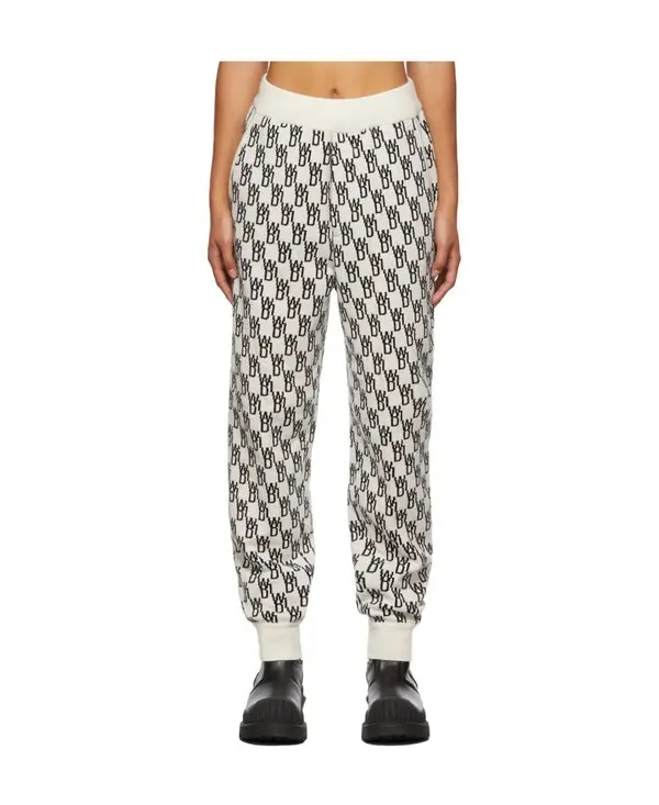 We11Done Monogram Intarsia-knit Track Pants - White