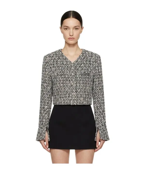 Marissa Chiara V-neck Cropped Jacket With Slit Cuffs