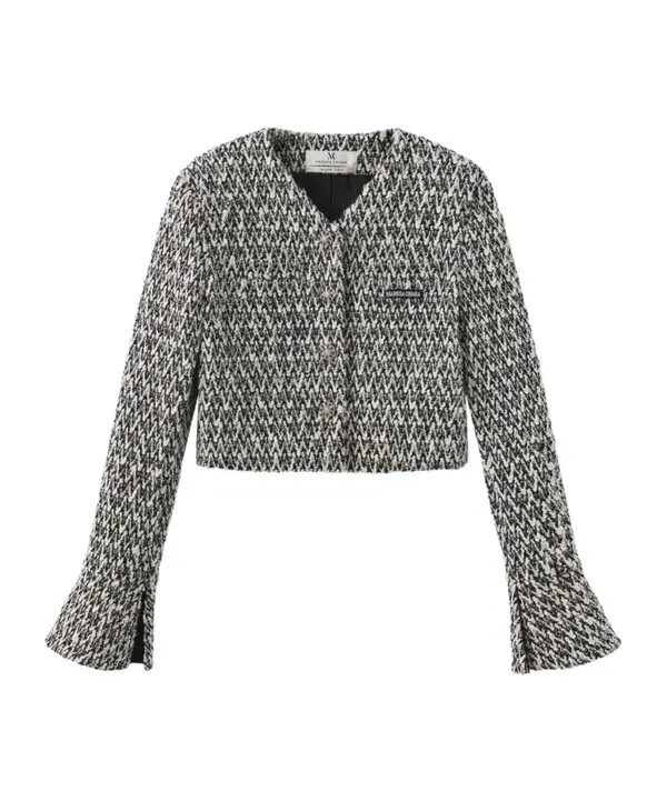 Marissa Chiara V-neck Cropped Jacket With Slit Cuffs