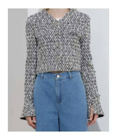 Marissa Chiara V-neck Cropped Jacket With Slit Cuffs