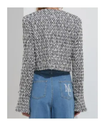 Marissa Chiara V-neck Cropped Jacket With Slit Cuffs