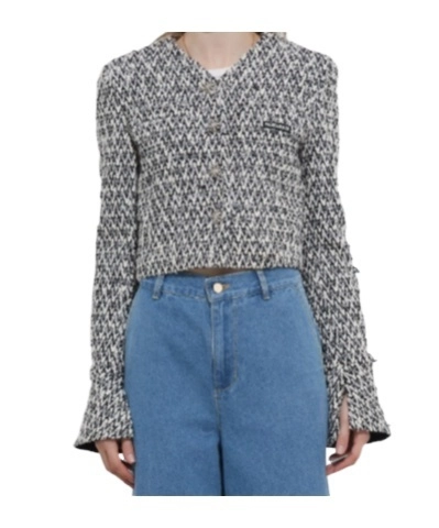 Marissa Chiara V-neck Cropped Jacket With Slit Cuffs