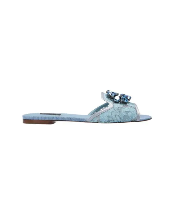Dolce & Gabbana Bianca Lace Detailed Sandals - Blue