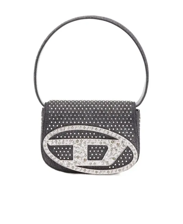 DIESEL® 1dr Embellished Denim Shoulder Bag - Gray