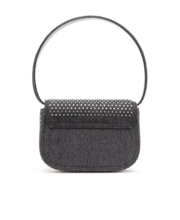DIESEL® 1dr Embellished Denim Shoulder Bag - Gray