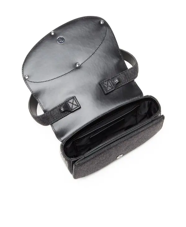 DIESEL® 1dr Embellished Denim Shoulder Bag - Gray