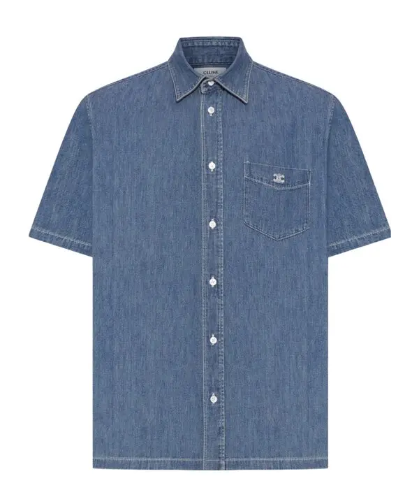 Celine Short-sleeved Shirt In Cotton Denim