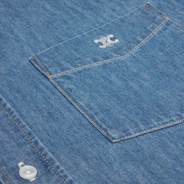 Celine Short-sleeved Shirt In Cotton Denim