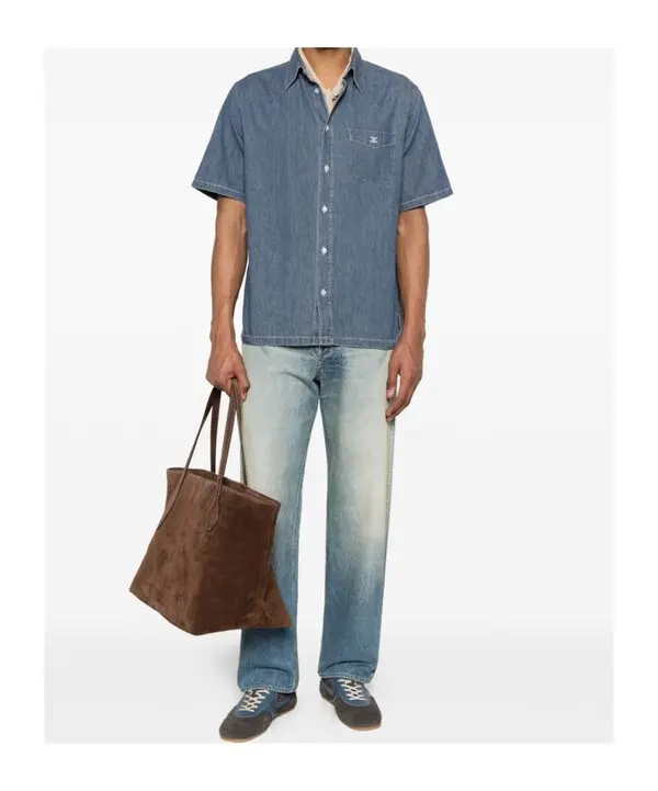 Celine Short-sleeved Shirt In Cotton Denim