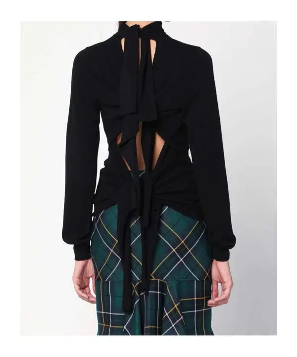 Moschino High Neck Long Sleeve Jumper With Criss-cross Back Detail