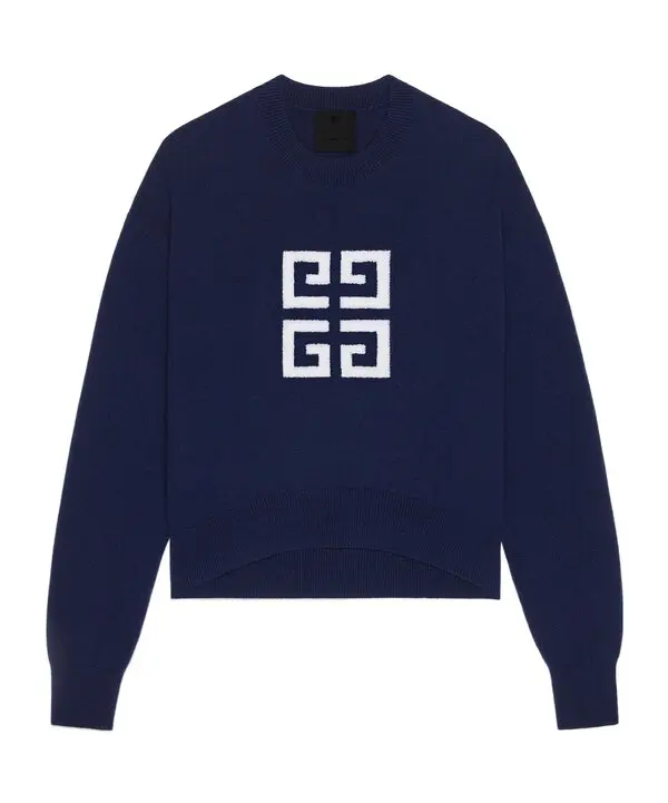 Givenchy 4g Motif Oversized Knit Jumper - Navy Blue/white