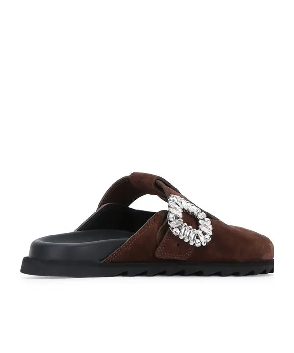 ROGER VIVIER Slidy Viv Mules With Crystal Buckle - Black