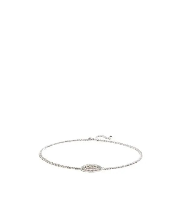 Valentino Garavani Vlogo Signature Chain Belt With Crystals - White