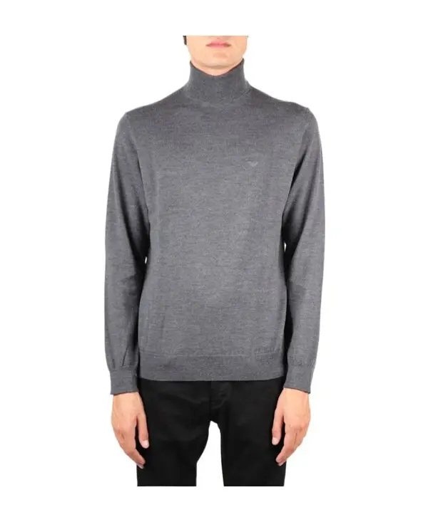 Emporio Armani High-neck Knitted Pullover - Gray