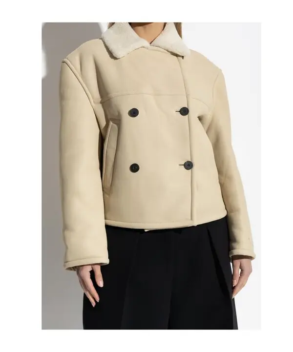 Jacquemus Double-breasted Shearling Coat - Cream