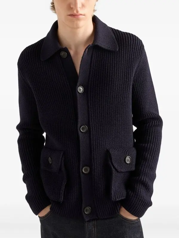 Prada Long Sleeve Button-up Cardigan - Blue