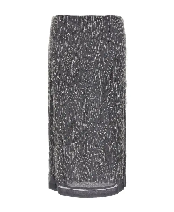 P.a.r.o.s.h Rhinestone-embellished Midi Skirt - Black