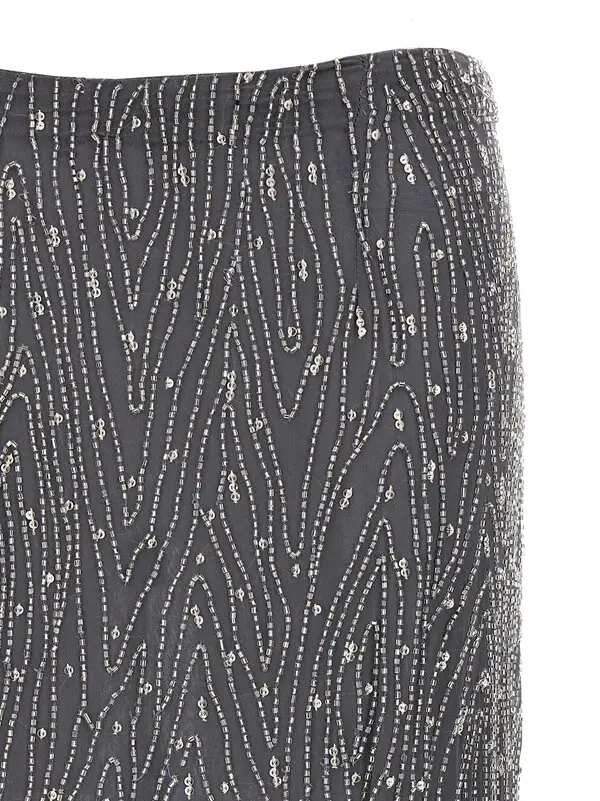P.a.r.o.s.h Rhinestone Embellished Midi Skirt