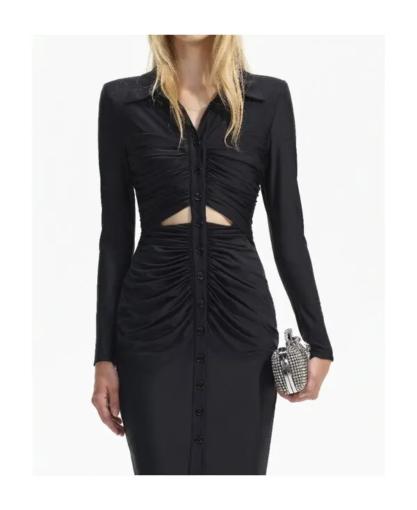 SELF-PORTRAIT Jersey Ruched Cut-out Midi Dress